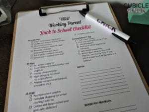 Working Parent Back to School Checklist