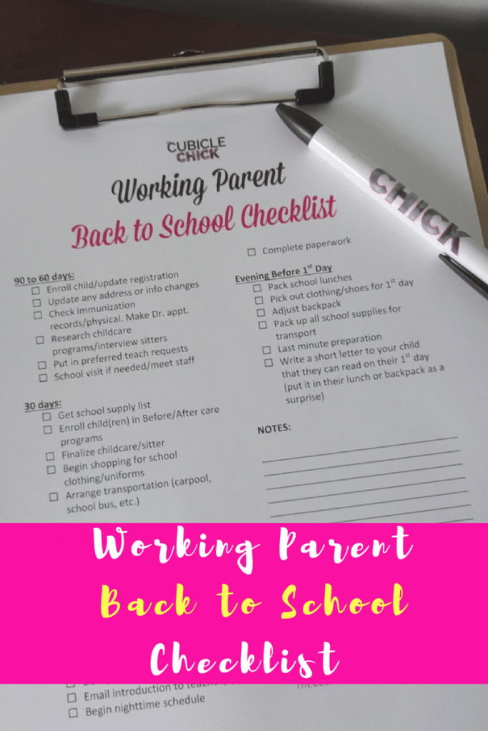 Working Parent Back to School Checklist