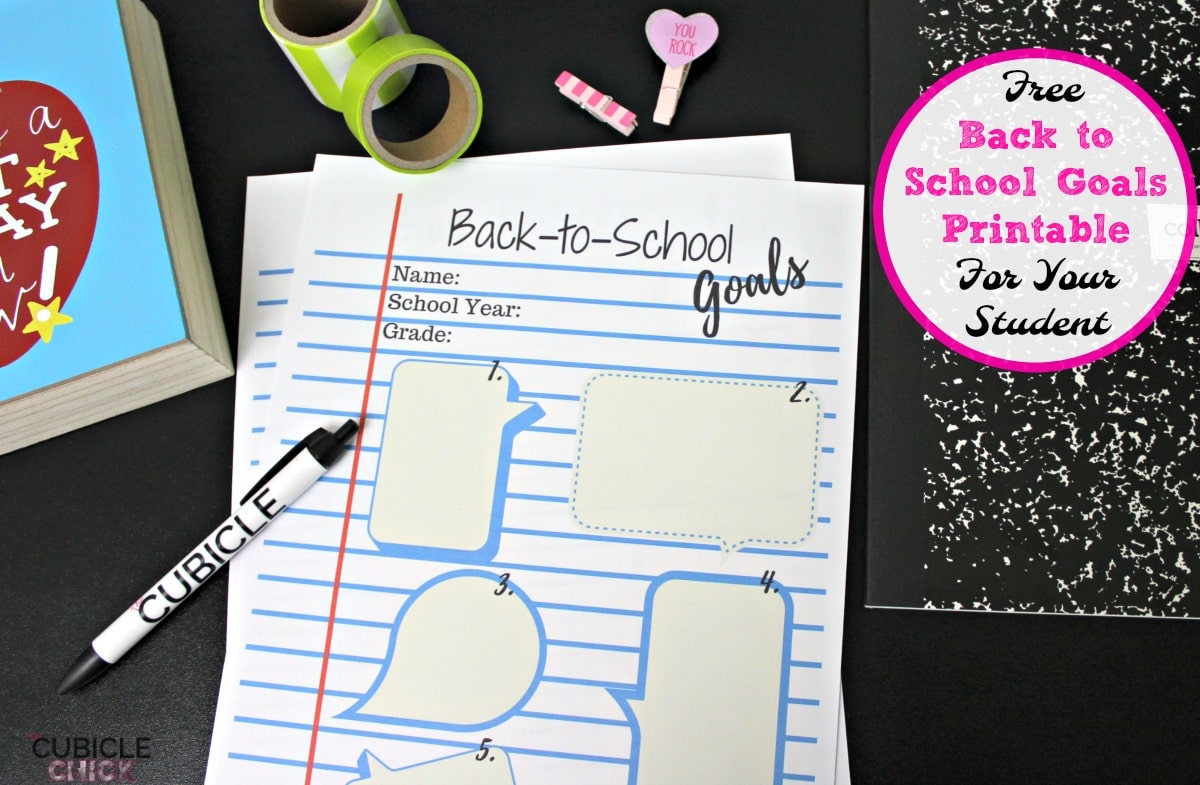 Download My Free Back to School Goals Printable For Your Student
